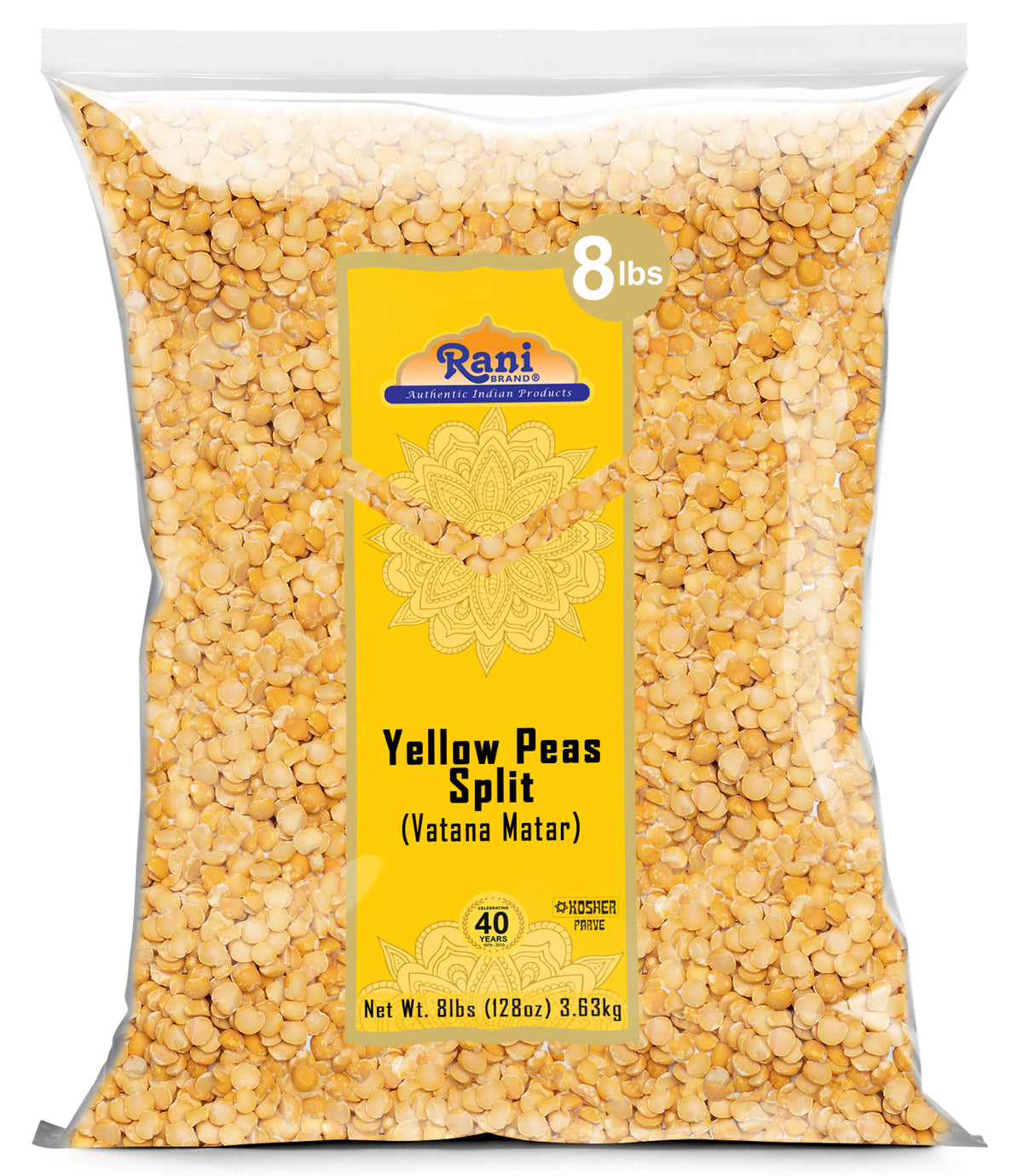 Rani Yellow Peas Split, Dried (Vatana, Matar) 128oz (8lbs) 3.63kg Bulk ...