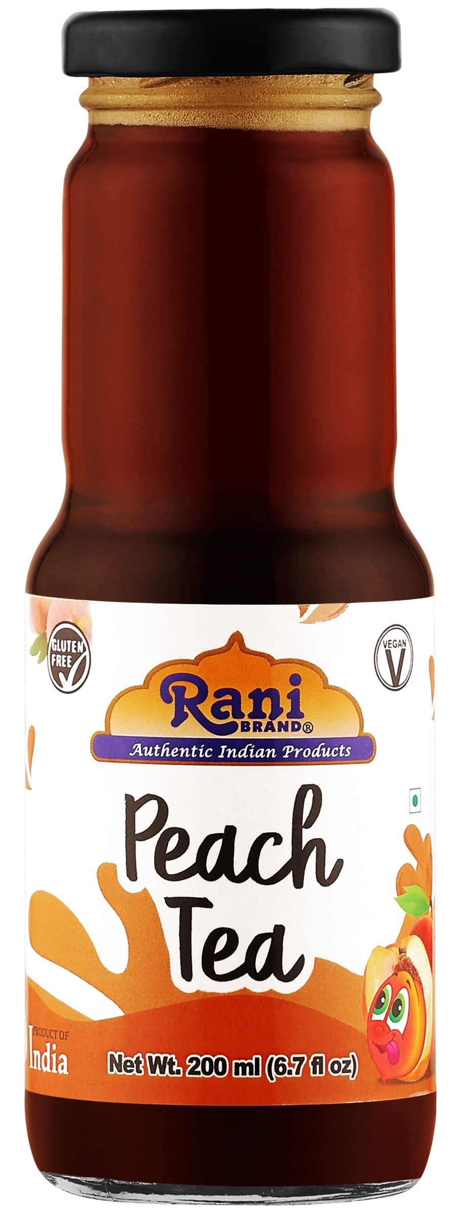 Rani Peach Tea 6.7 fl oz (200 ml) Glass Bottle, Pack of 6 ~ Indian Fru ...