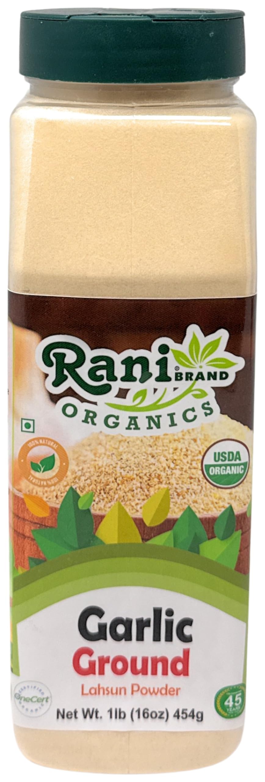 Rani Organic Ground Garlic (Lahsun Powder) 16oz (1lb) 454g PET Jar ~ A ...
