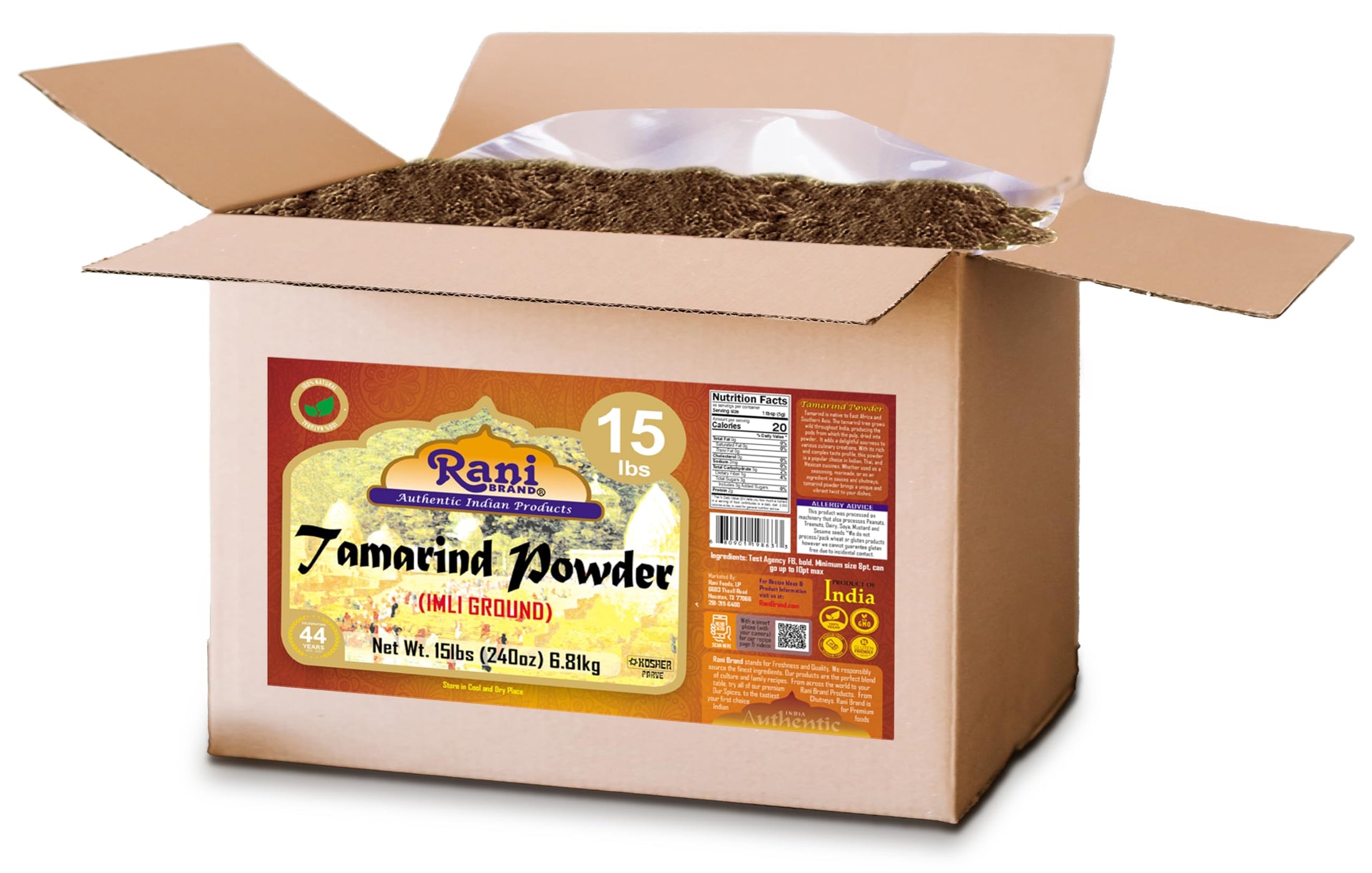 Rani Tamarind Powder (Imli) 240oz (15lbs) 6.80kg Bulk Box ~ All Natura ...