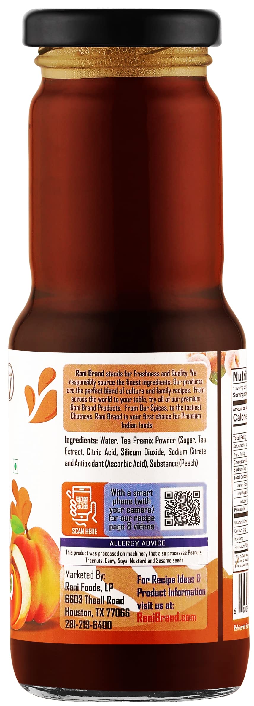 Rani Peach Tea 6.7 fl oz (200 ml) Glass Bottle, Pack of 2 ~ Indian Fru ...