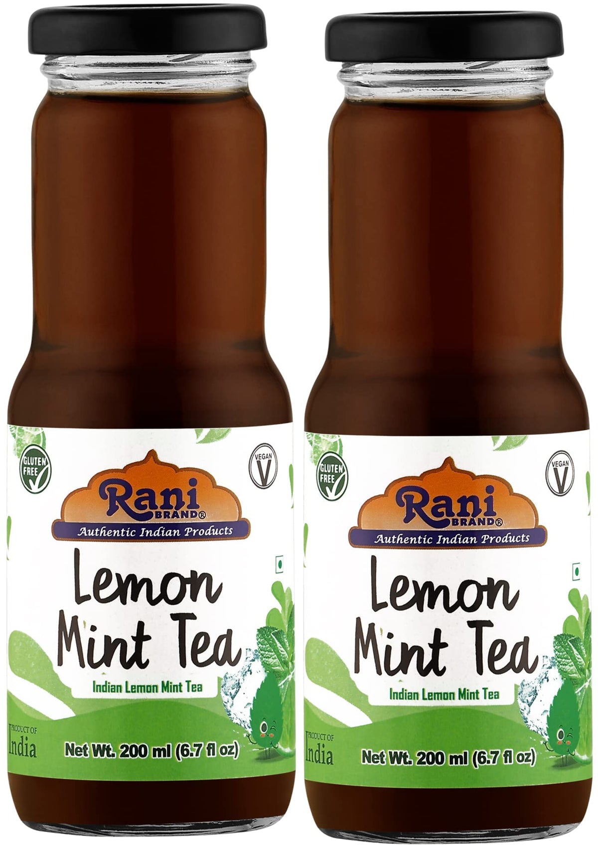 Rani Lemon Mint Tea 6.7 fl oz (200 ml) Glass Bottle, Pack of 2 ~ India ...