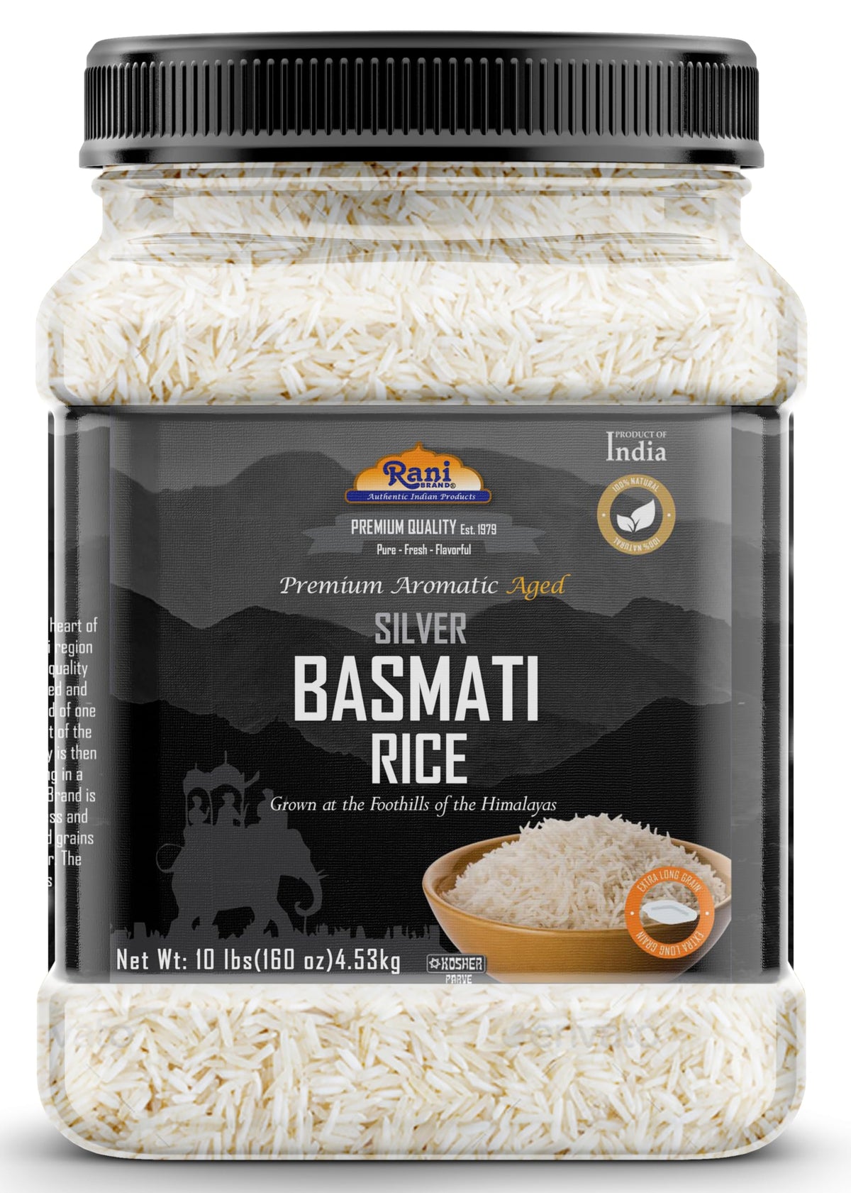 Rani Silver White Basmati Rice Extra Long Aged 160oz (10lbs) 4.53kg PE ...