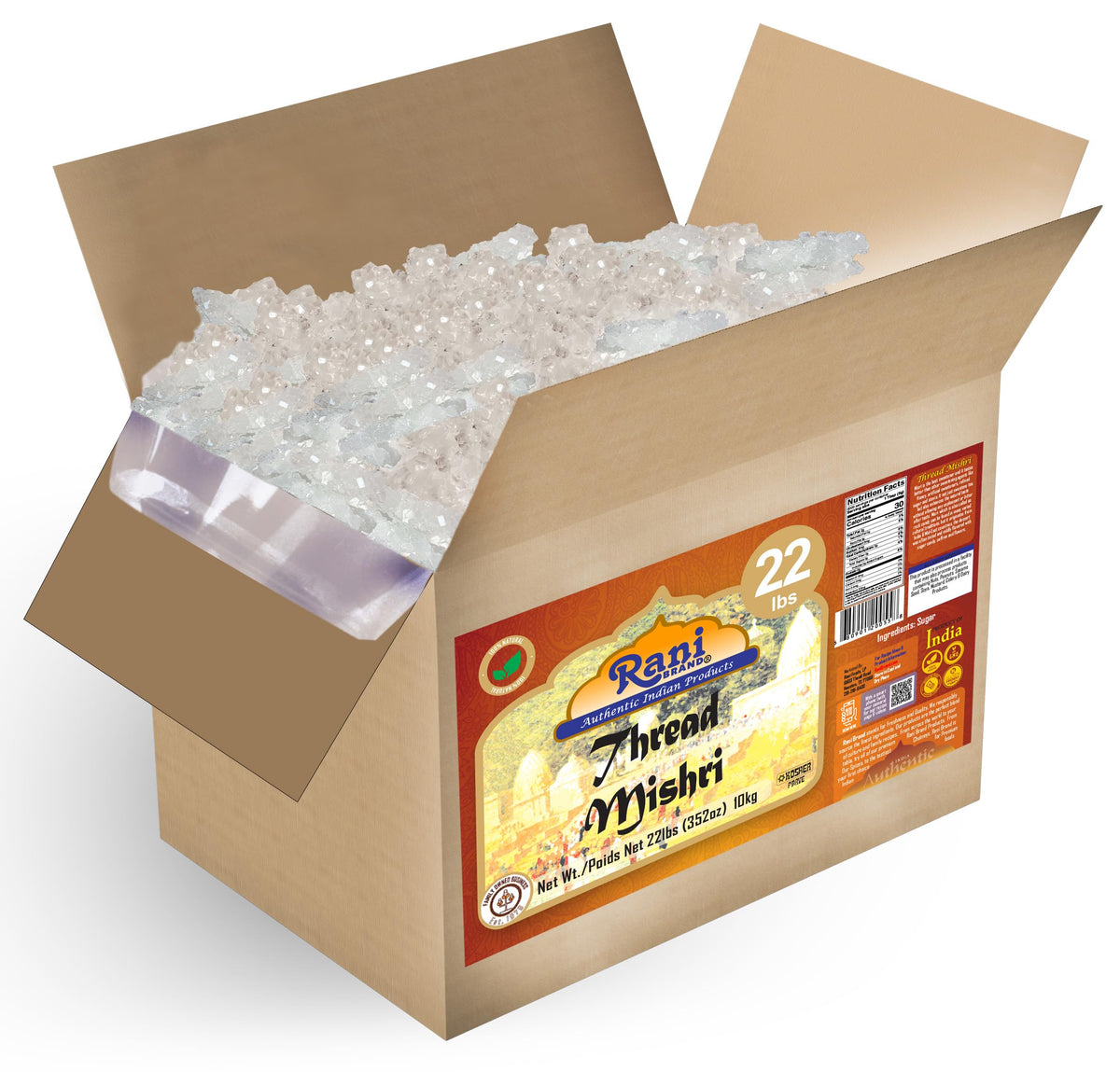 Rani Thread Misri (Rock Sugar / Dhaga Mishri) 352oz (22lbs) 10kg Bulk ...