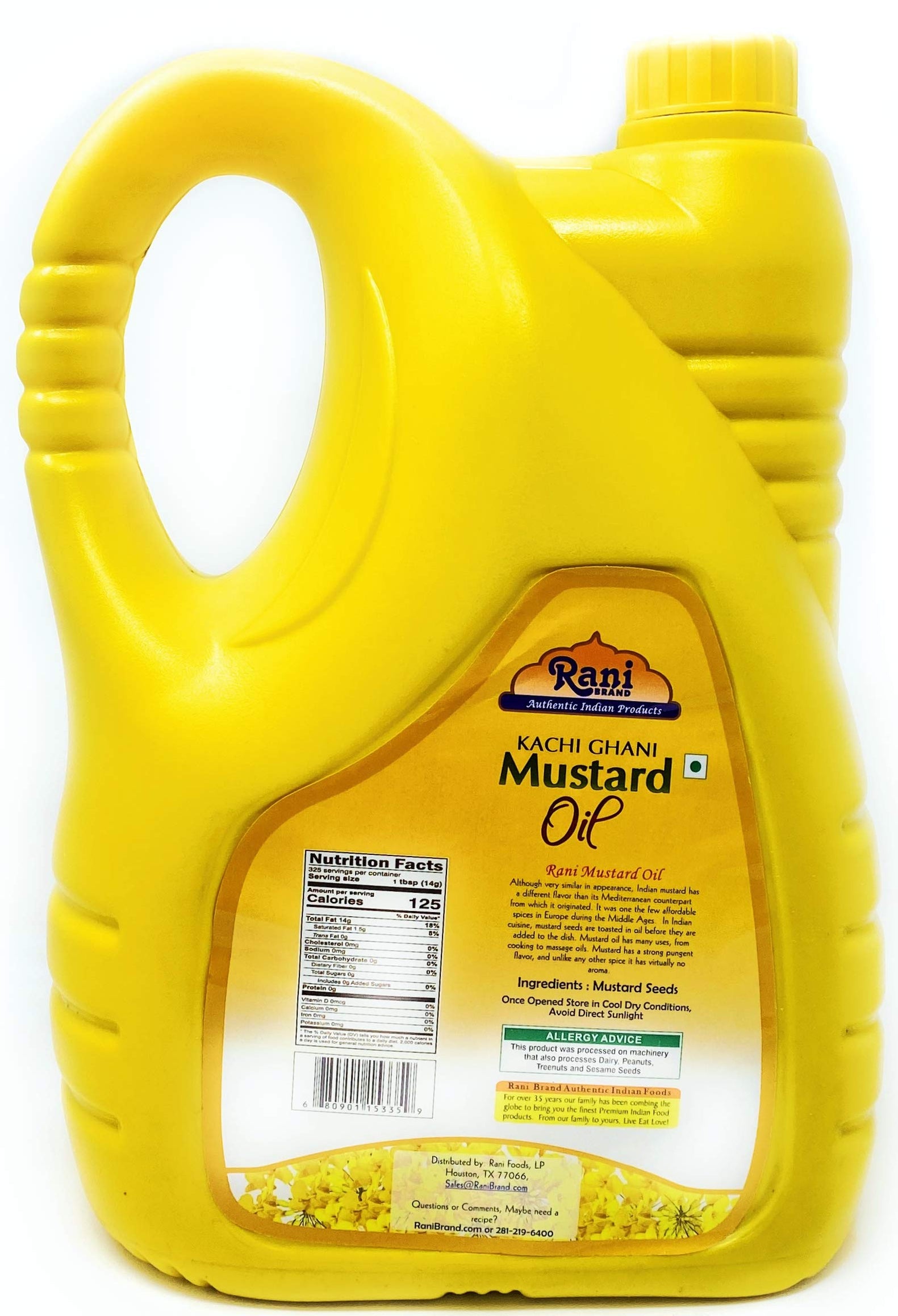Rani Mustard Oil (Kachi Ghani) 169 Ounce (5 Liter) NON-GMO | Gluten Fr ...