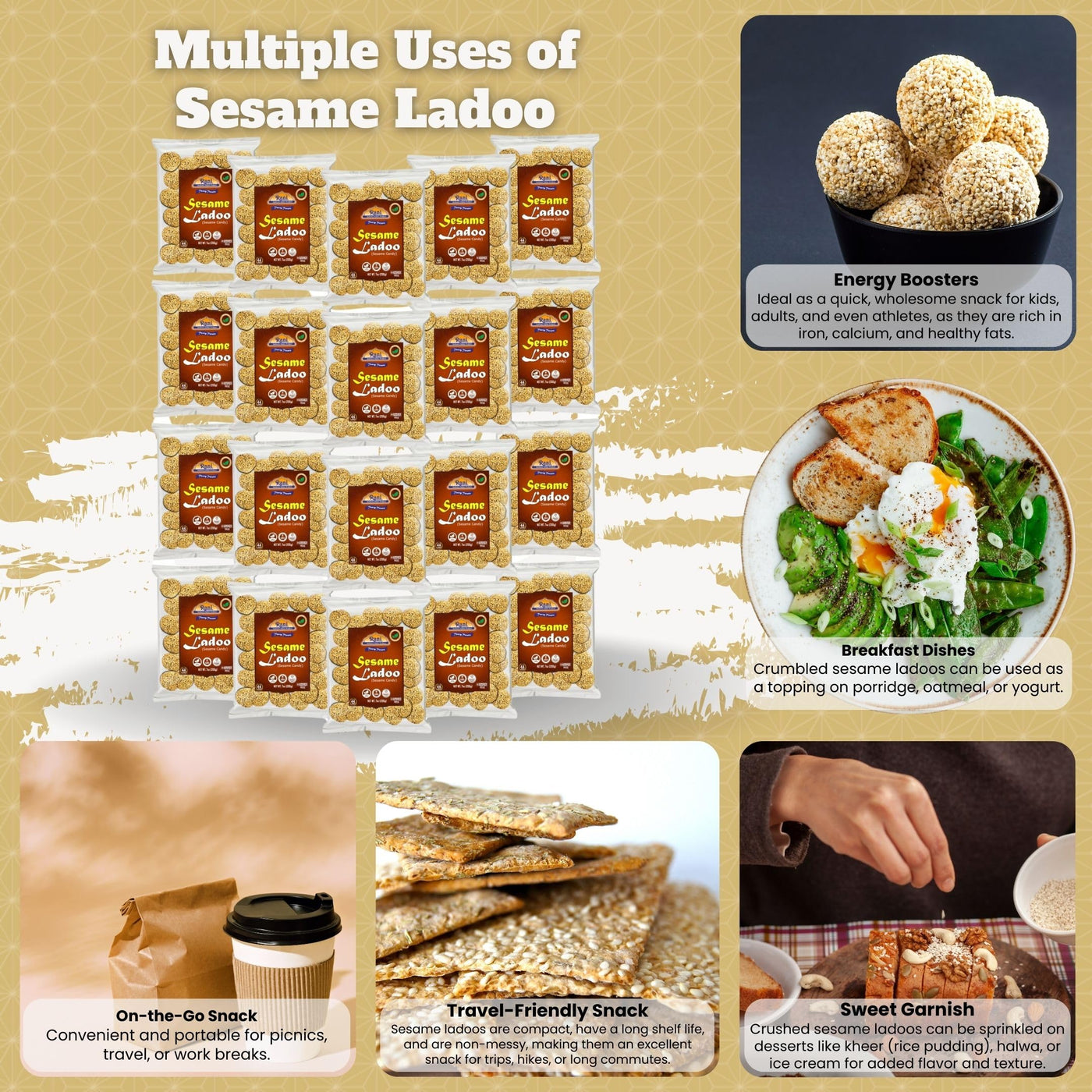 Rani Sesame Ladoo (Round Sesame Brittle Candy) 7oz (200g) {4 Sizes Ava ...