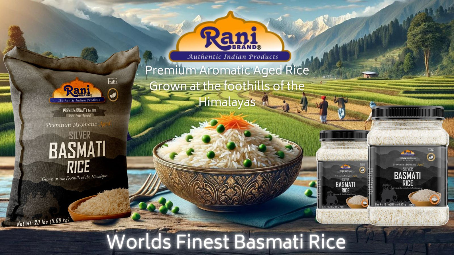 Rani Silver White Basmati Rice Extra Long Aged 160oz (10lbs) 4.53kg PE ...