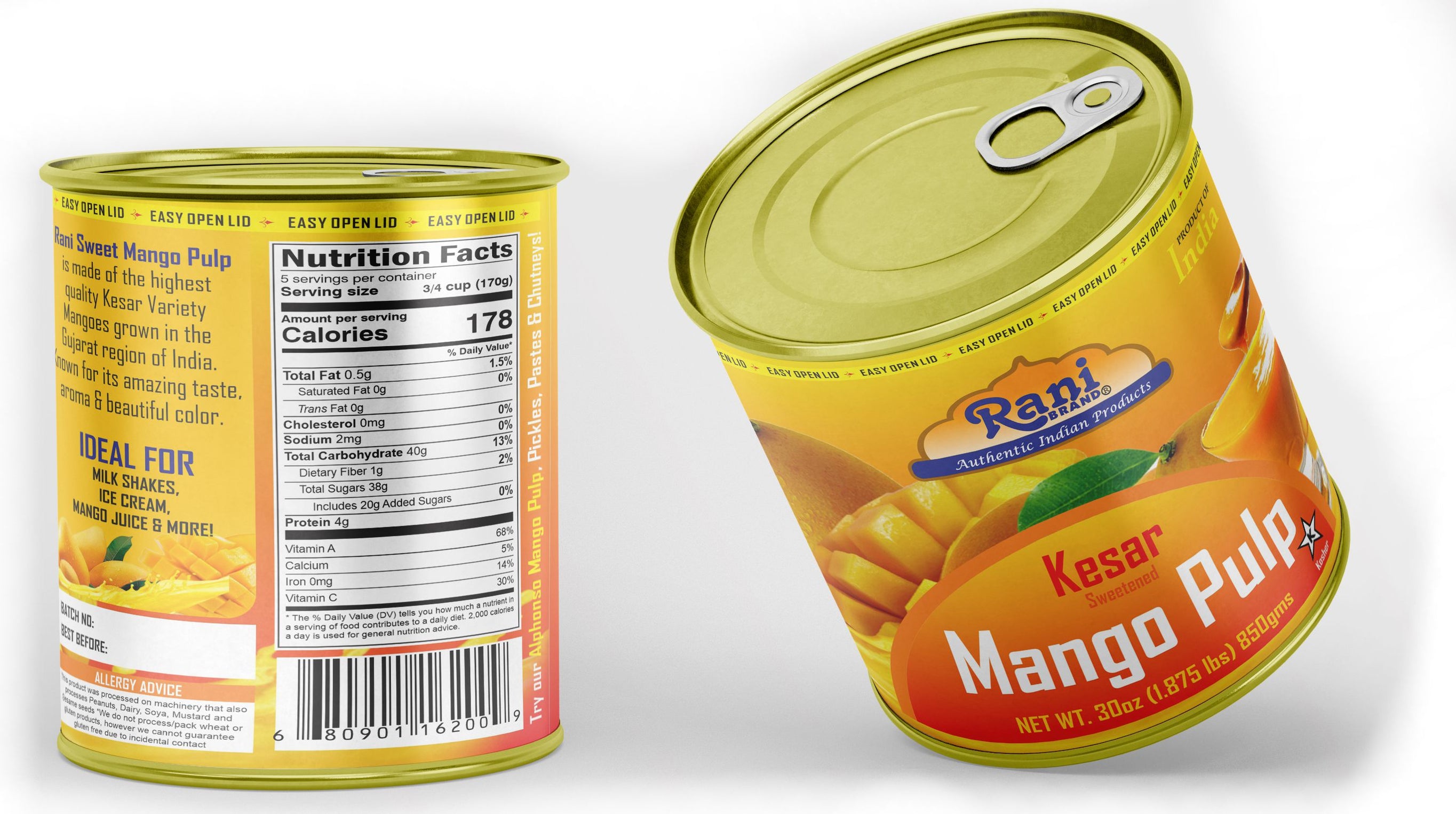 Rani Mango Pulp Puree (Kesar Sweetened) {3 Sizes Available) — Rani ...