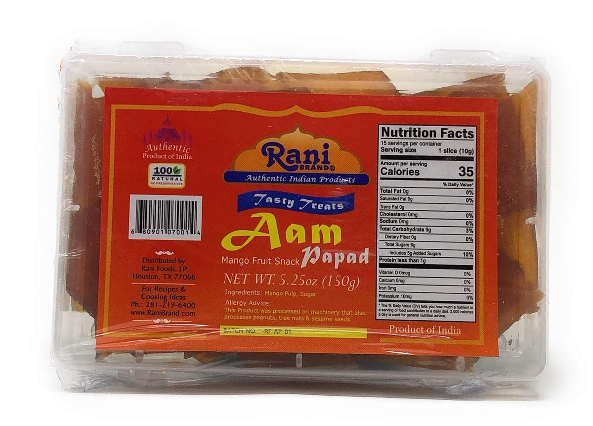 Rani Aam Papad (Mango Fruit Snack) 5.25oz (150g) ~ All Natural | Vegan ...