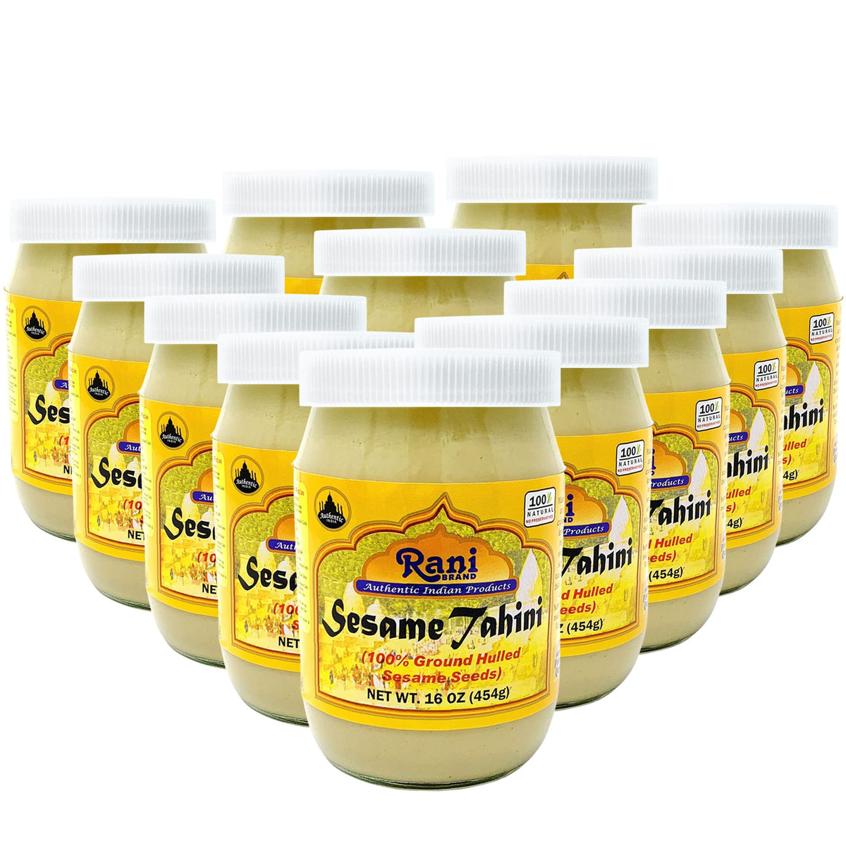 Rani Sesame Tahini (Sesame Butter) 16oz (1lb) 454g, Pack of 12, Glass ...
