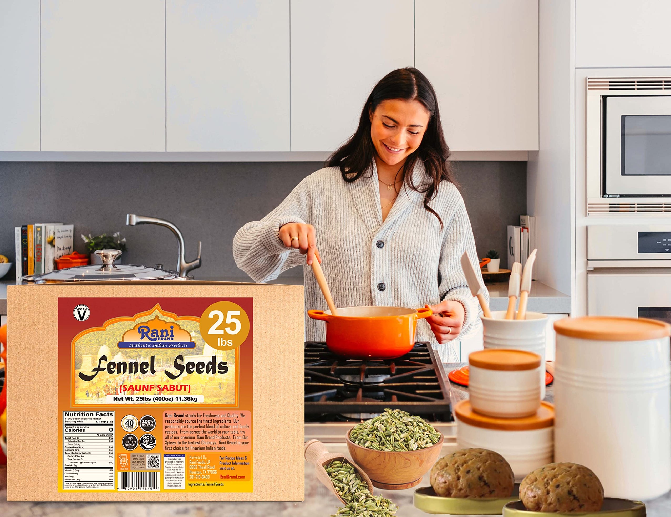 Rani Fennel Seeds (Saunf Sabut) Whole Spice 400oz (25lbs) 11.36kg Bulk ...