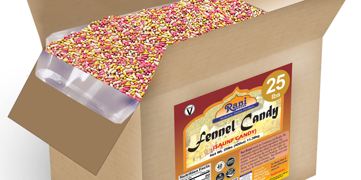Rani Sugar Coated Fennel Candy 400oz (25lbs) 11.36kg Bulk Box ~ Indian ...