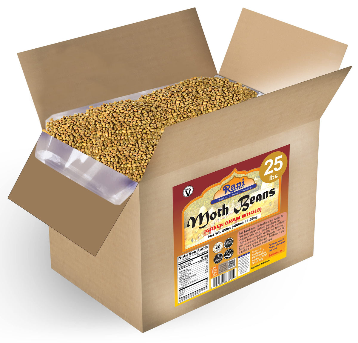 Rani Moth Beans Whole 400oz (25lbs) 11.36kg Bulk Box ~ All Natural | G ...