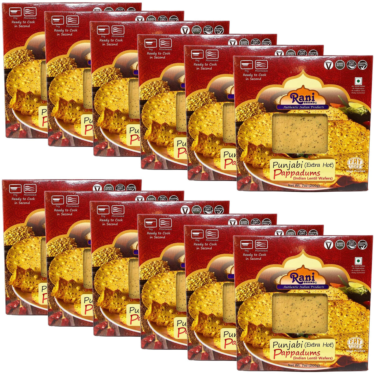 Rani Pappadums (Indian Lentil Wafer Snack) Punjabi Papad - Extra Hot ...